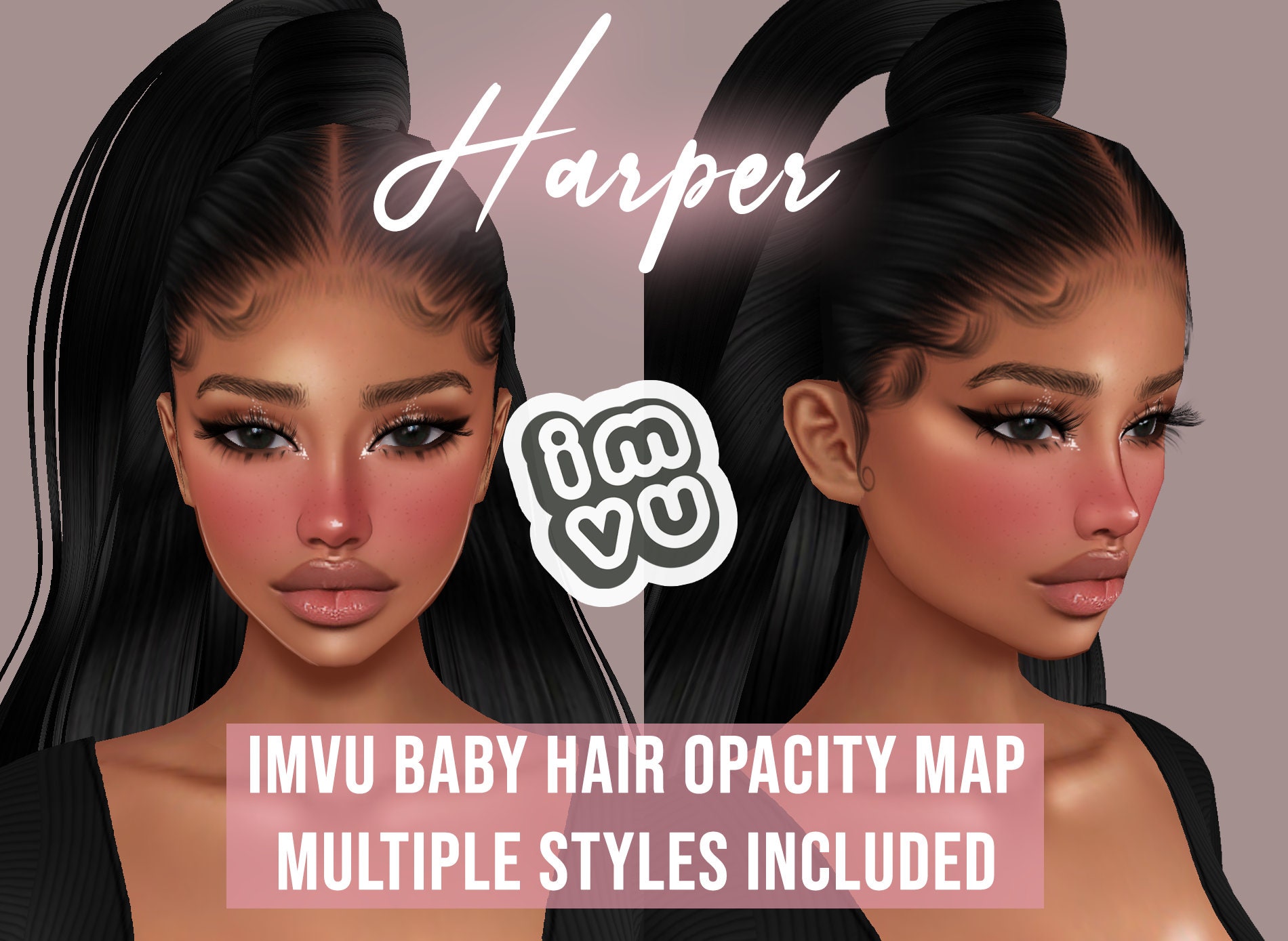 Harper Baby Hair Opacity Map for IMVU | BBH | Baby Hair Texture | Sleek ...