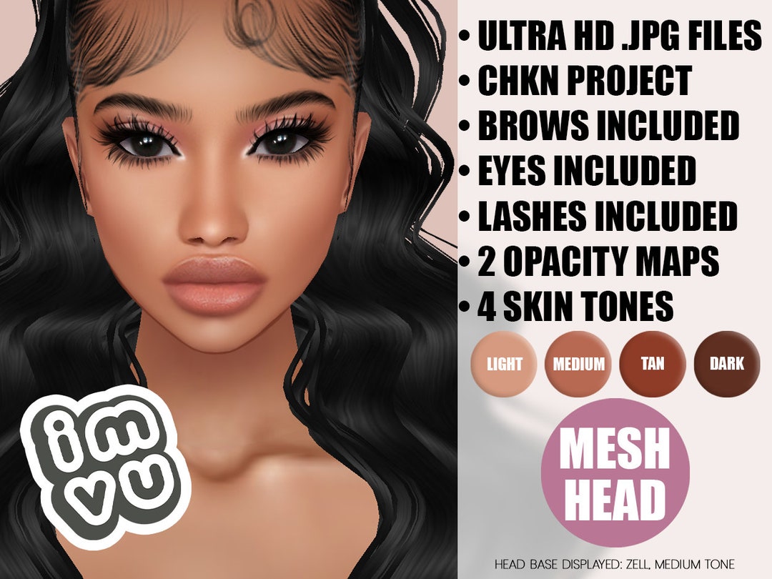 IMVU Mesh Head - Crystal High Quality .JPG Texture, Opacity Maps + FREE ...