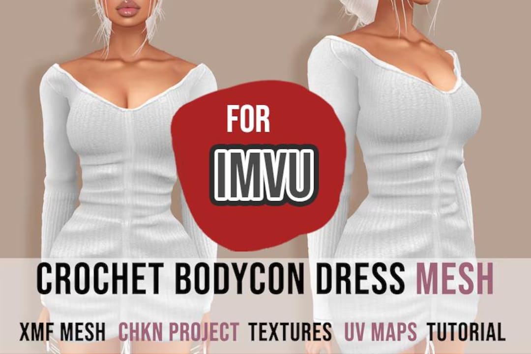 Crochet Bodycon Dress Mesh | IMVU Mesh File .xmf and .chkn | 3D Model ...