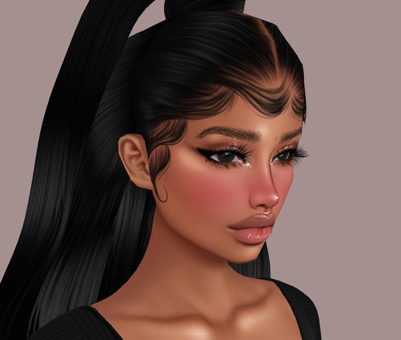Ava Baby Hair Opacity Map for IMVU BBH Baby Hair Texture Sleek Cap ...