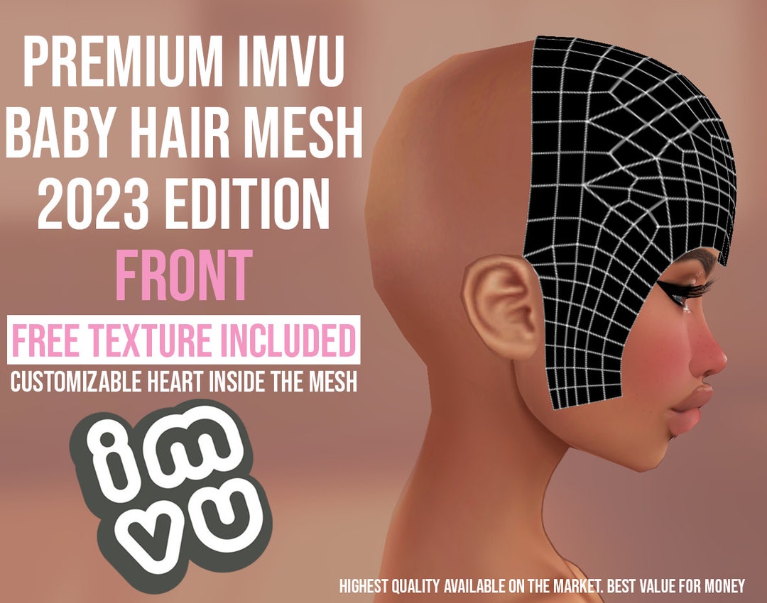 2023 IMVU Baby Hair MESH (front) + FREE Opacity Map | Sleek Baby Hair ...