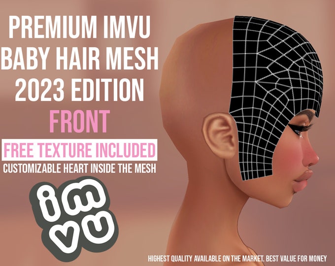 2023 IMVU Baby Hair MESH (front) + FREE Opacity Map | Sleek Baby Hair ...