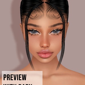 IMVU Hair Add-on Mesh .XMF Double Hair Strands File + Free Texture and ...