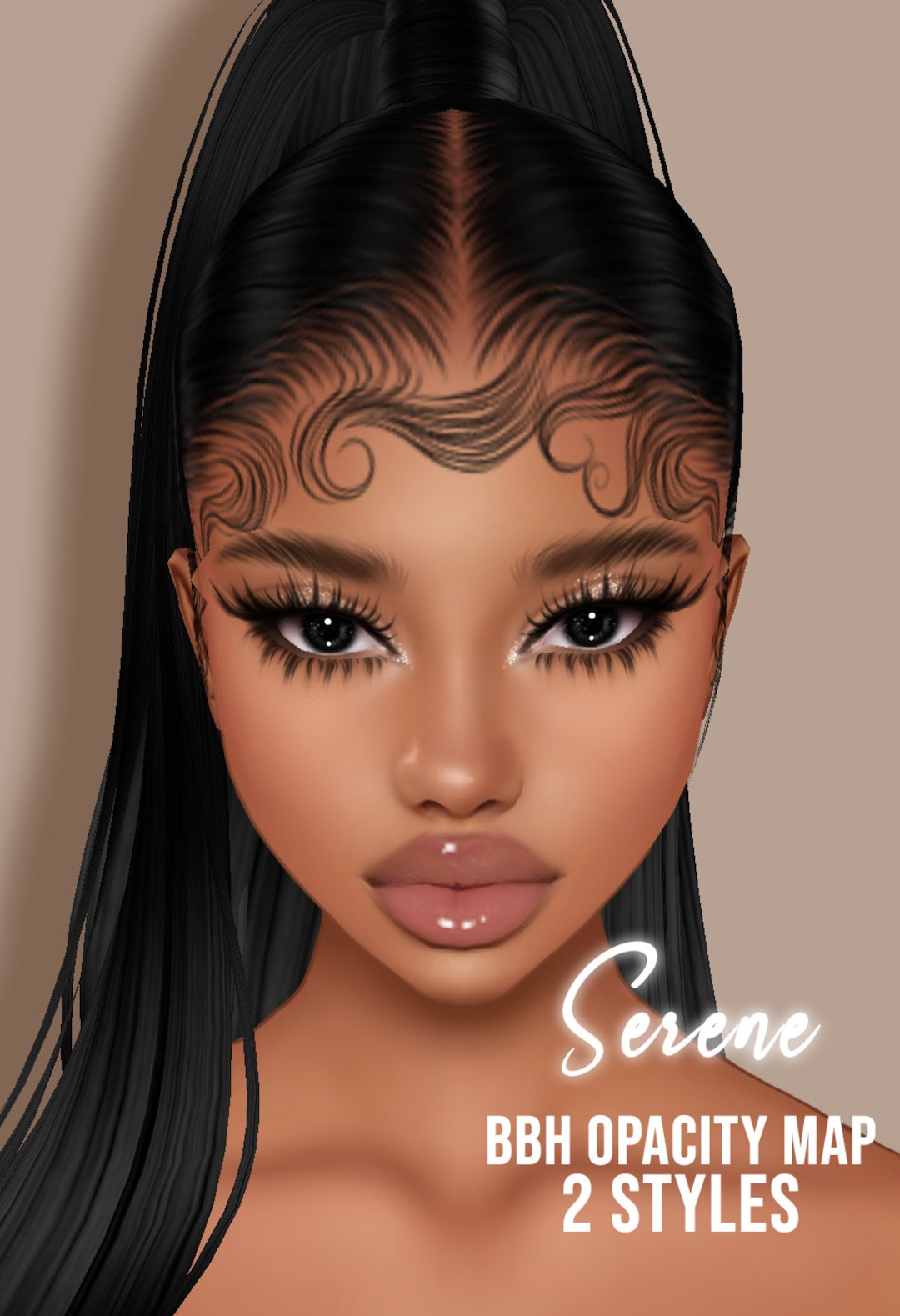 Serene Baby Hair Opacity Map for IMVU | BBH | Baby Hair Texture | Sleek ...