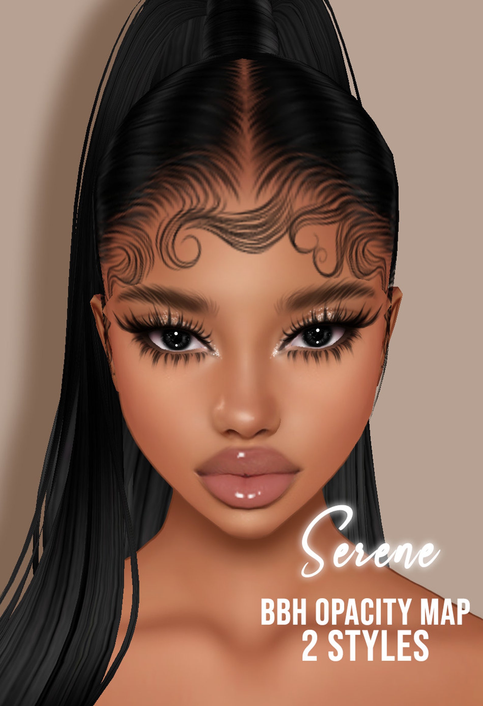 Serene Baby Hair Opacity Map for IMVU BBH Baby Hair Texture Sleek Cap ...