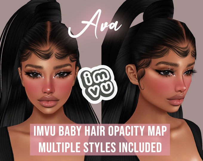 Ava Baby Hair Opacity Map for IMVU | BBH | Baby Hair Texture | Sleek ...