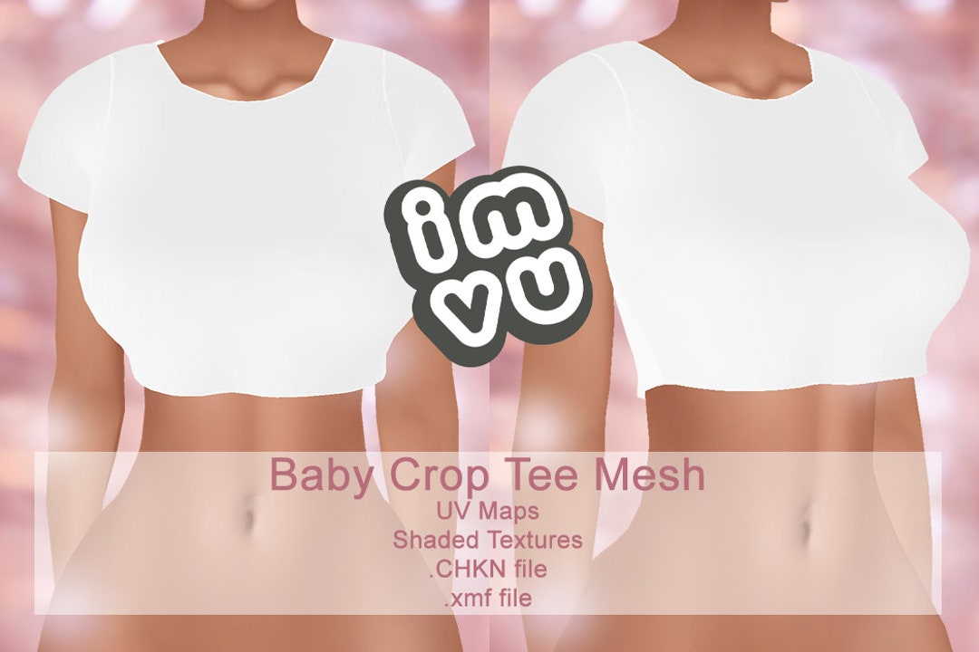 Baby Crop Tee Mesh IMVU Mesh File .xmf and .chkn 3D Model for IMVU Premade Mesh for IMVU With ...
