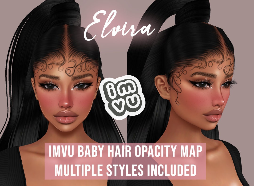 Elvira Baby Hair Opacity Map for IMVU BBH Baby Hair Texture Sleek Cap Scalp for IMVU Hairstyles ...