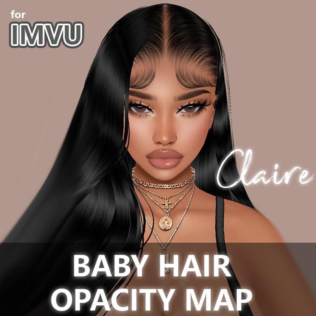 Tessa Baby Hair Opacity Map for IMVU | BBH | Baby Hair Texture | Sleek ...