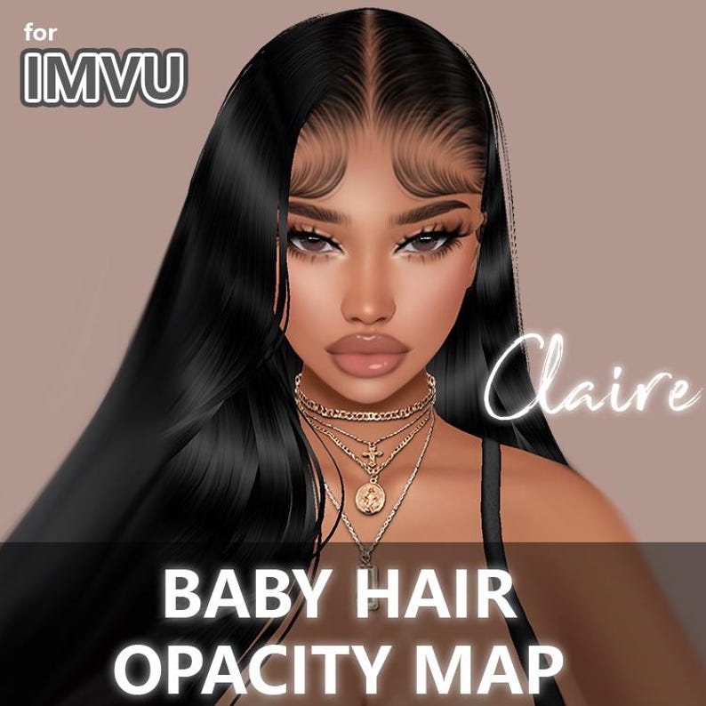 Tessa Baby Hair Opacity Map for IMVU | BBH | Baby Hair Texture | Sleek ...