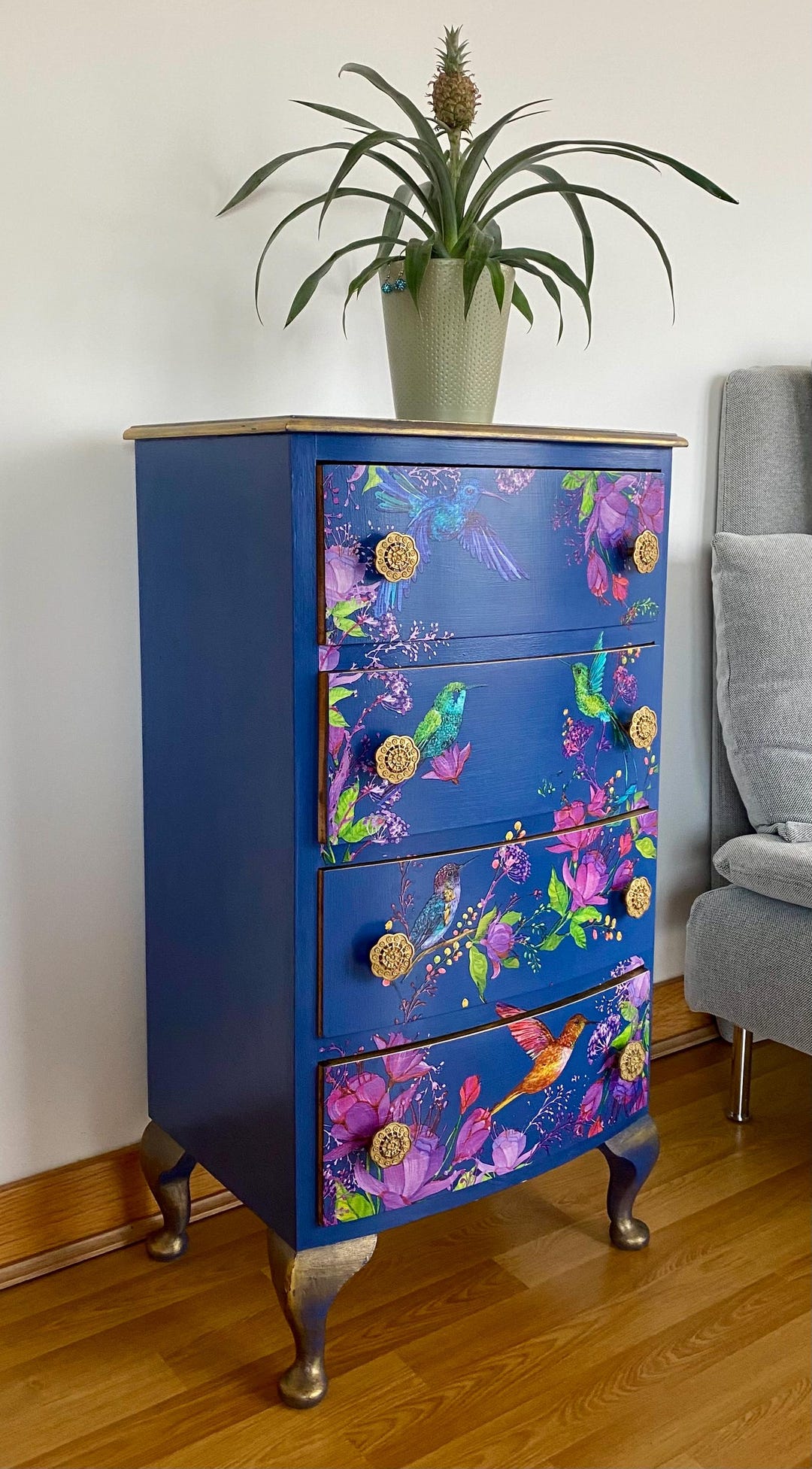 Hand-crafted Colorful Chest of Drawers With Bold Signature Peacock ...