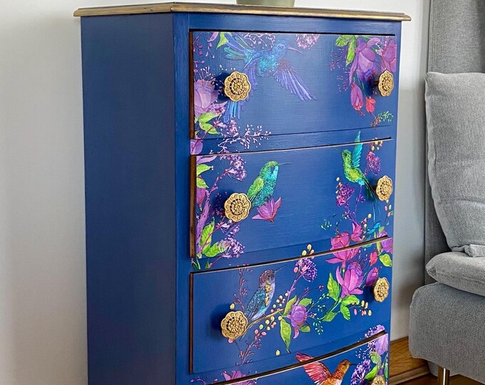 Hand-crafted Colorful Chest of Drawers With Bold Signature Peacock ...