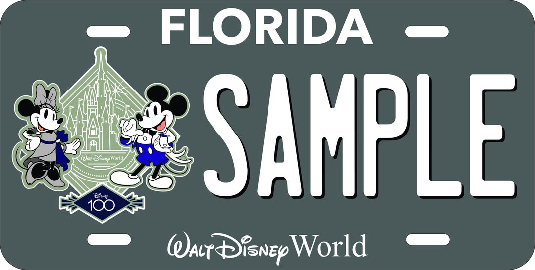 Walt Disney World 100th Anniversary Mickey & Minnie License Plate - Etsy