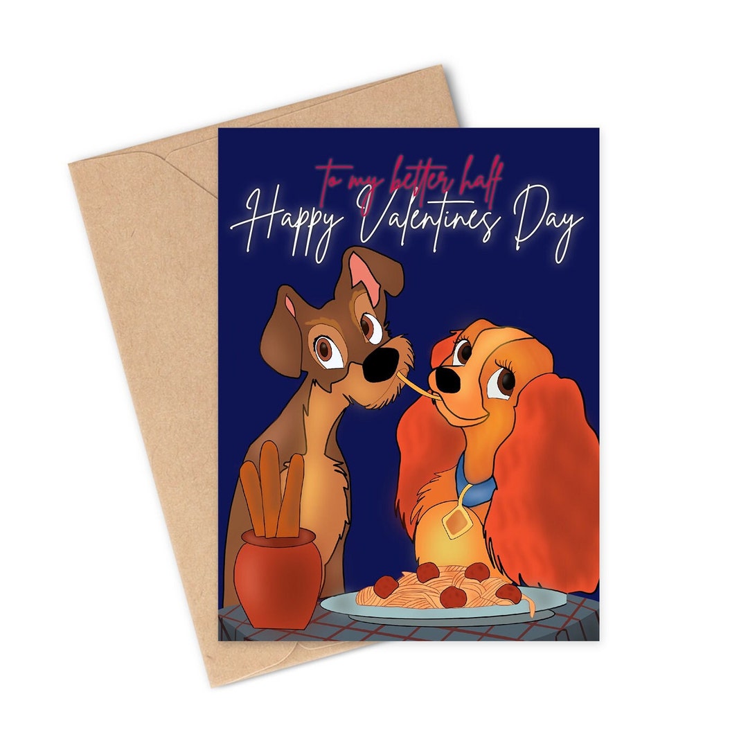 Cute Valentines Day Card Lady and the Tramp - Etsy