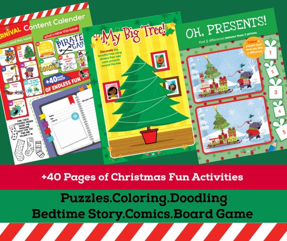 Christmas Full Color Activity Sheet Printables for Kids | Etsy