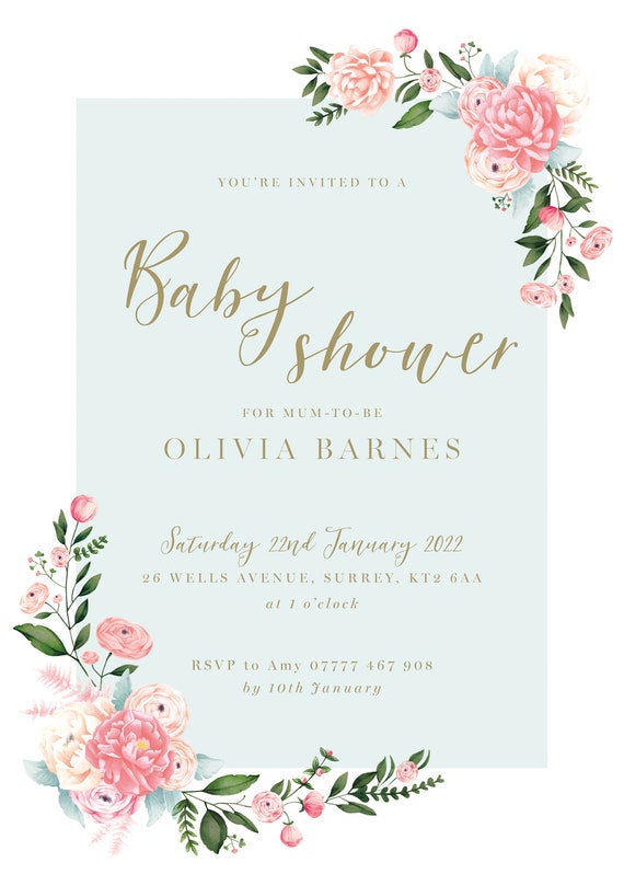 Invitations & Announcements Paper Invitations painted florals Wedding ...