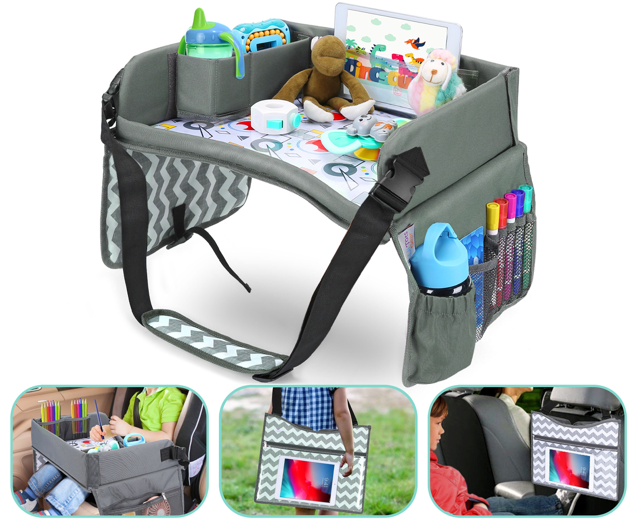 Kids Travel Tray Car Seat Travel Tray Toddler Travel Essentials ...