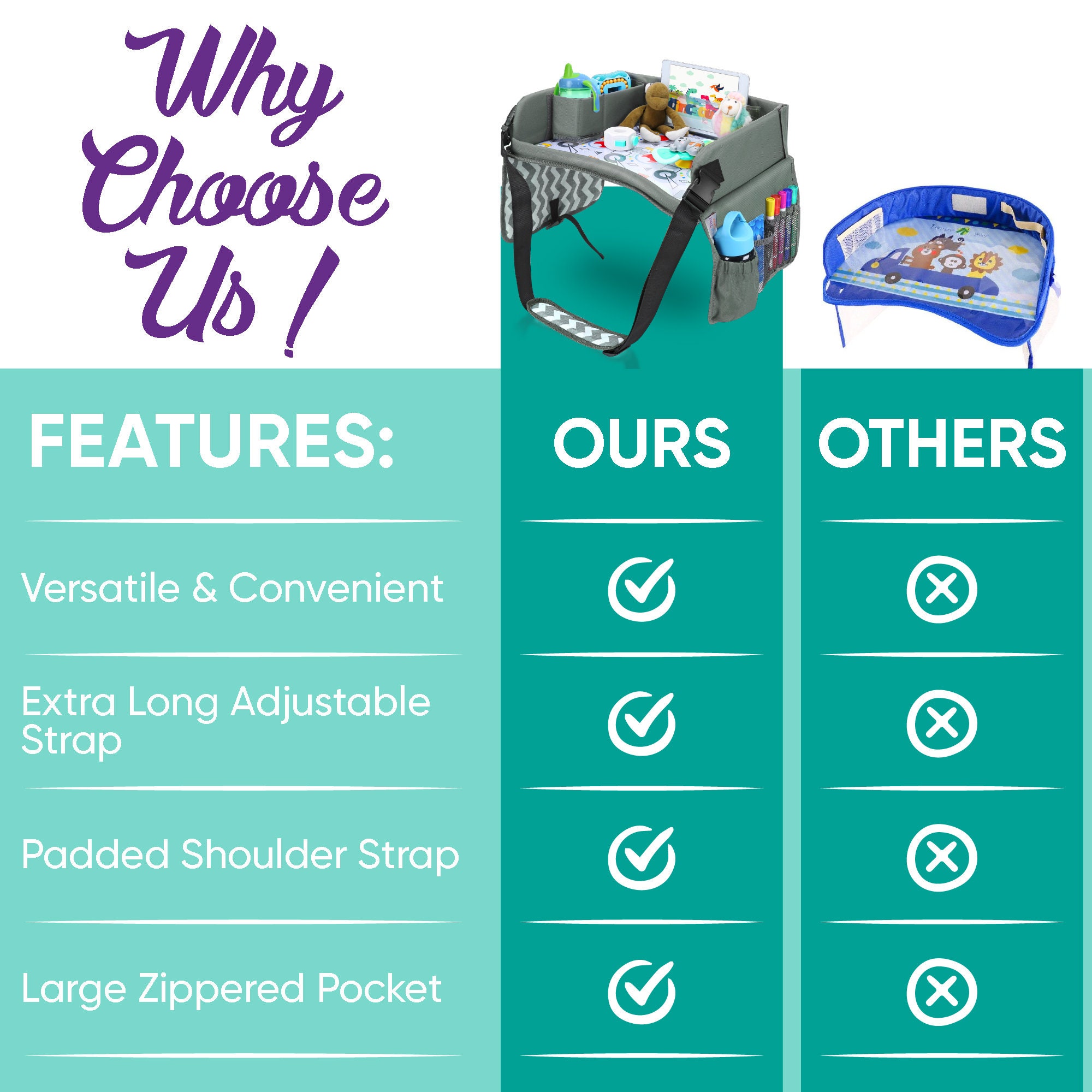 Kids Travel Tray Car Seat Travel Tray Toddler Travel Essentials ...