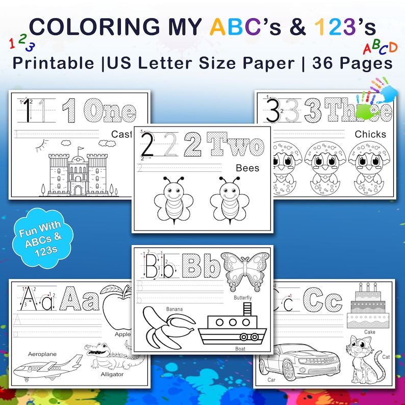 Coloring Pages for Kids, 36 Printable Color Pages for Kids, Preschool ...