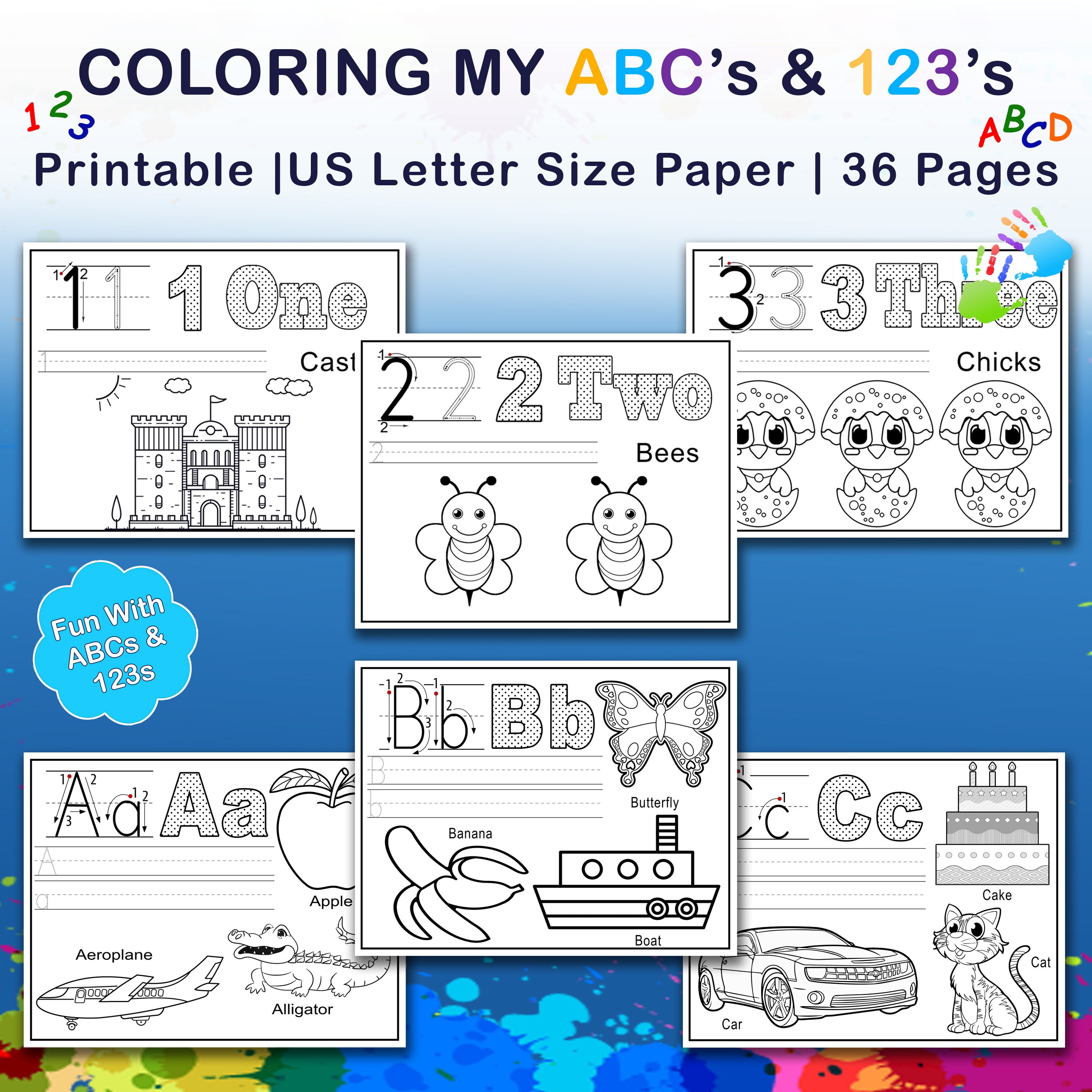 Coloring Pages for Kids, 36 Printable Color Pages for Kids, Preschool ...