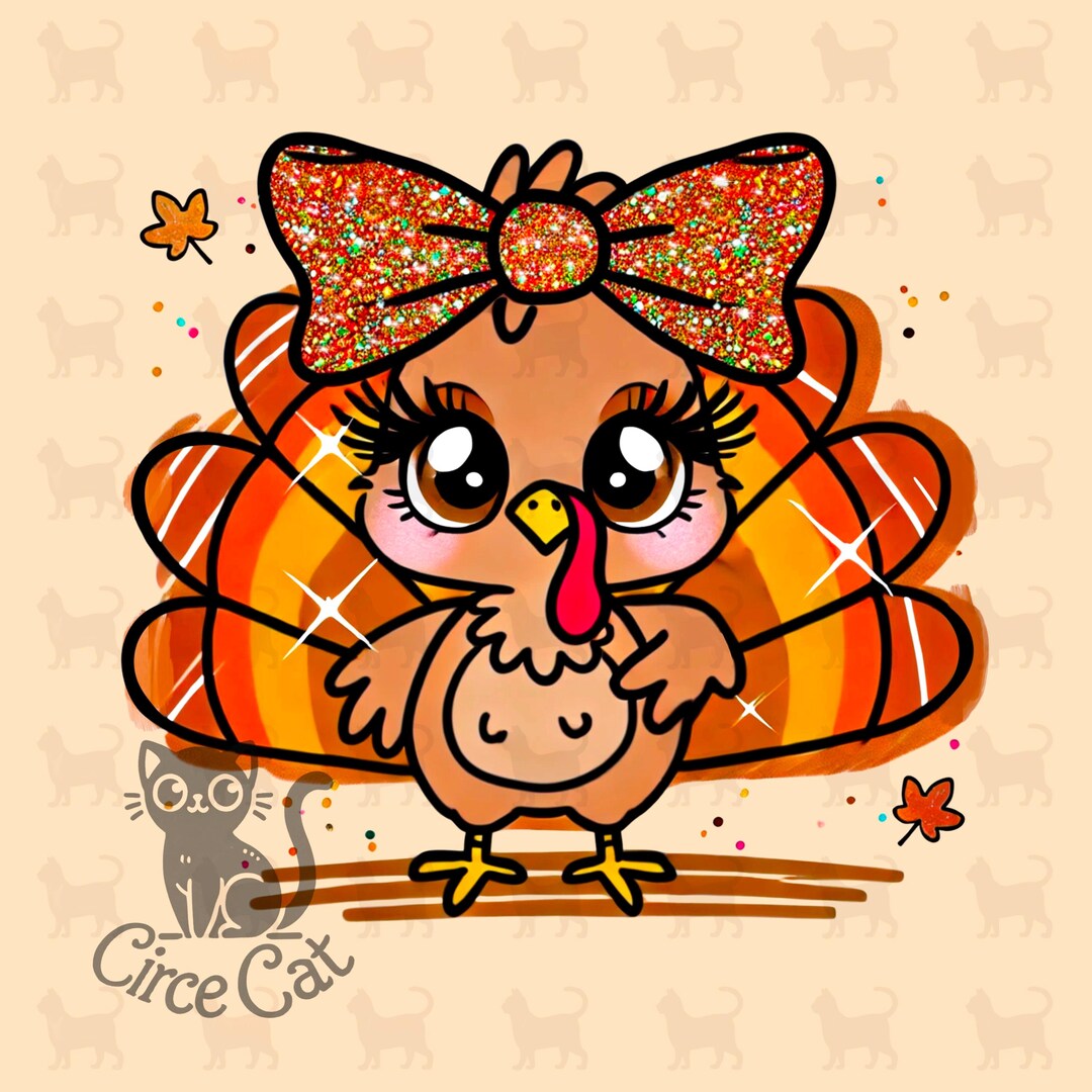 Cute Turkey PNG, Thanksgiving PNG, Fall, Cute Fall, Sparkly, Coquette ...