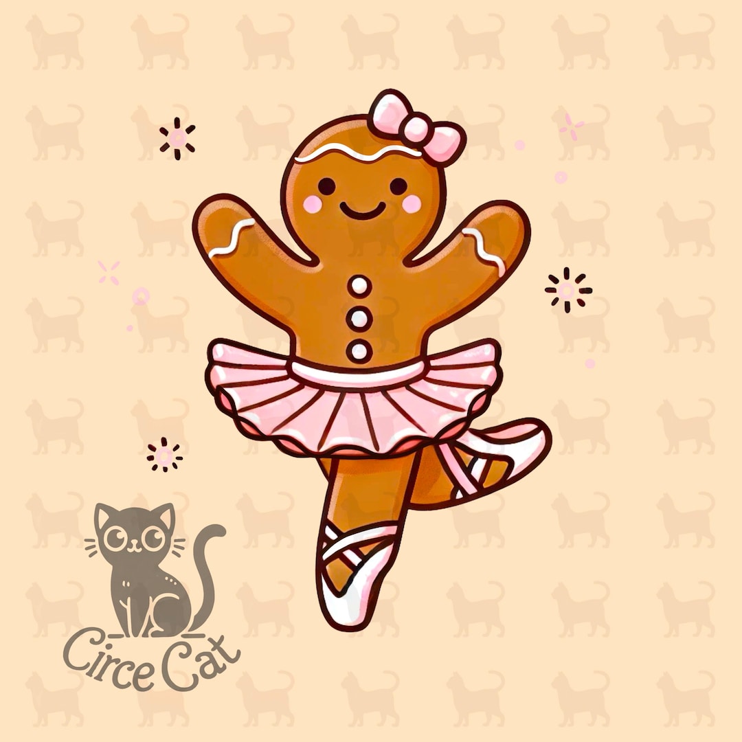 Ballerina Gingerbread PNG, Christmas PNG, Pink Christmas, Dance ...