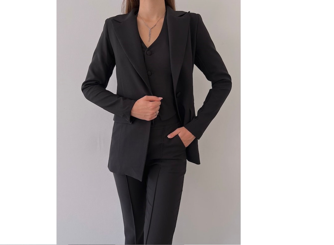 Women's 3 Piece Prom Pant Suit Single Breasted Cotton - Etsy