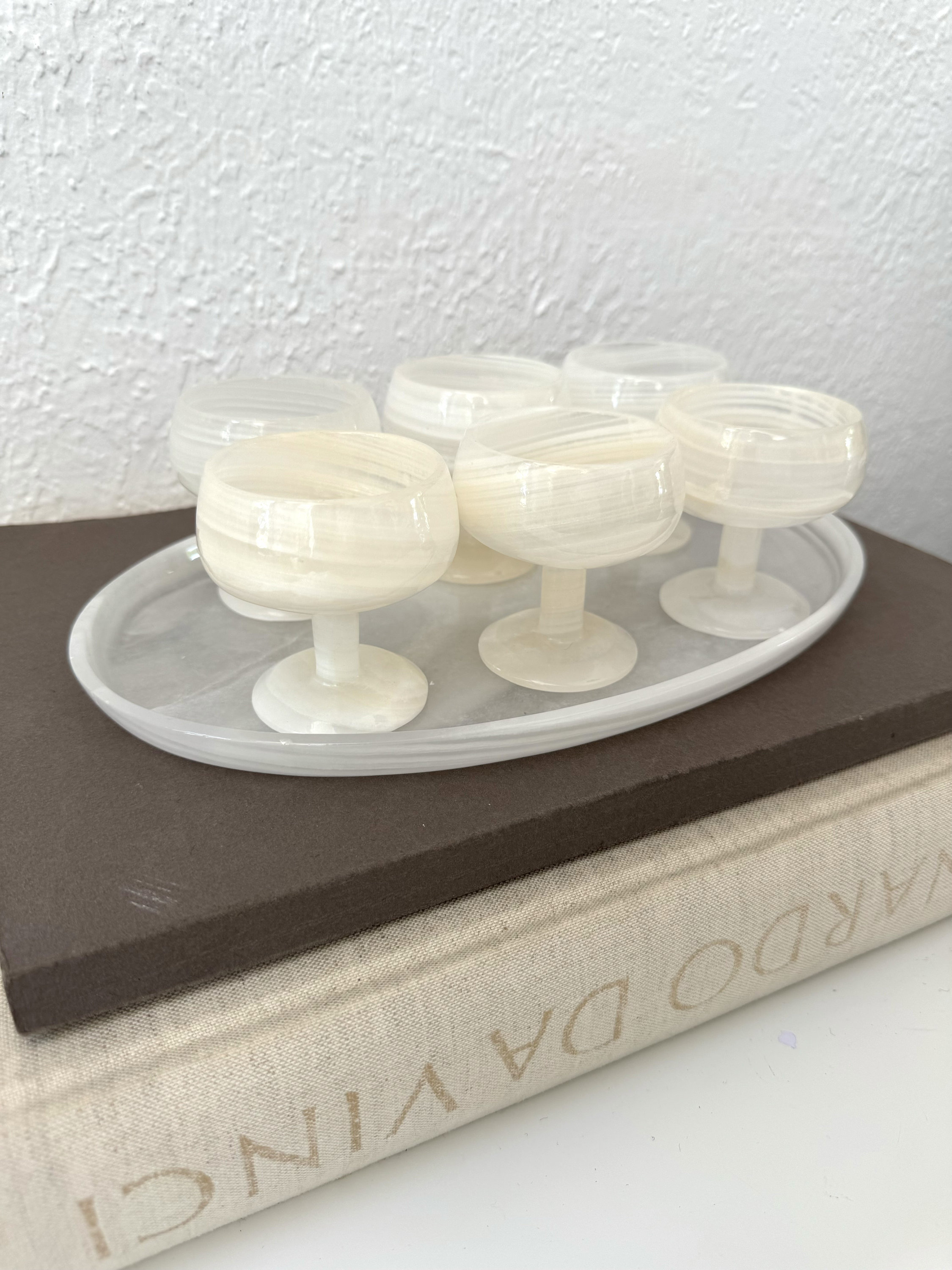 Vintage Onyx Tray 6 Coupe Cups Onyx Barware Decor - Etsy