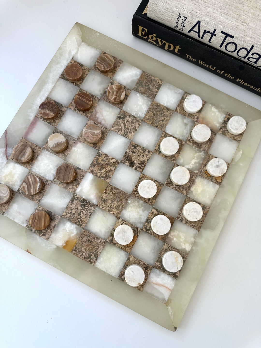 Large Onyx Stone Vintage Checkers Set - Etsy
