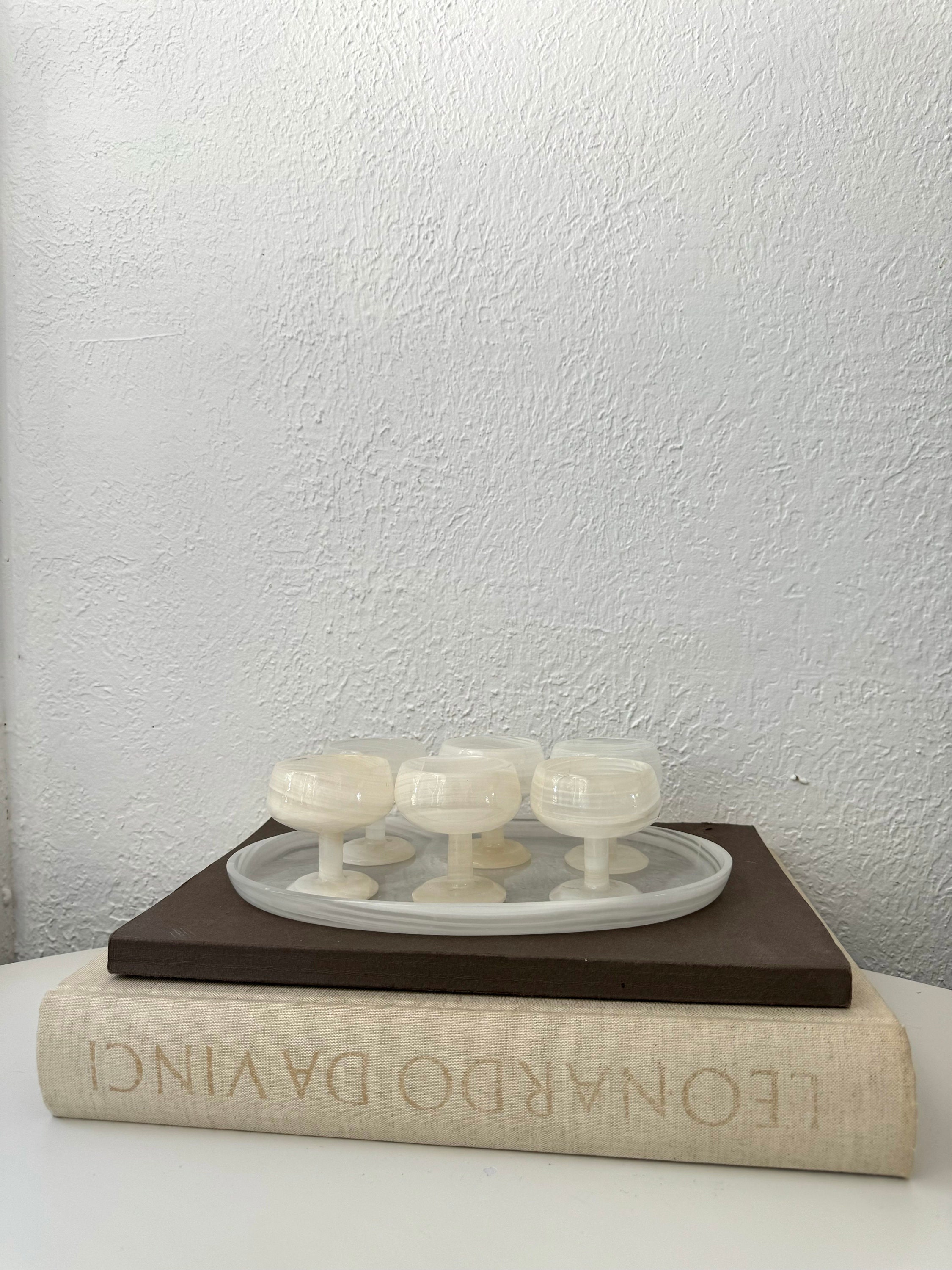 Vintage Onyx Tray 6 Coupe Cups Onyx Barware Decor - Etsy