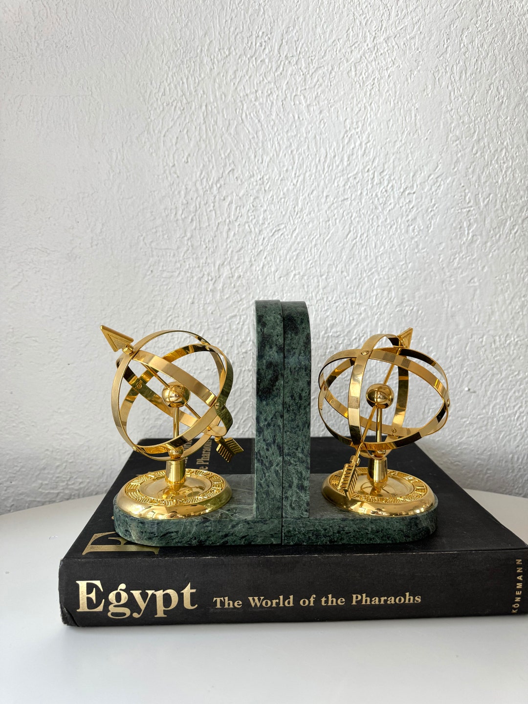 Solid Marble Gold Armillary Sphere Sundial Bookends Set 2 - Etsy