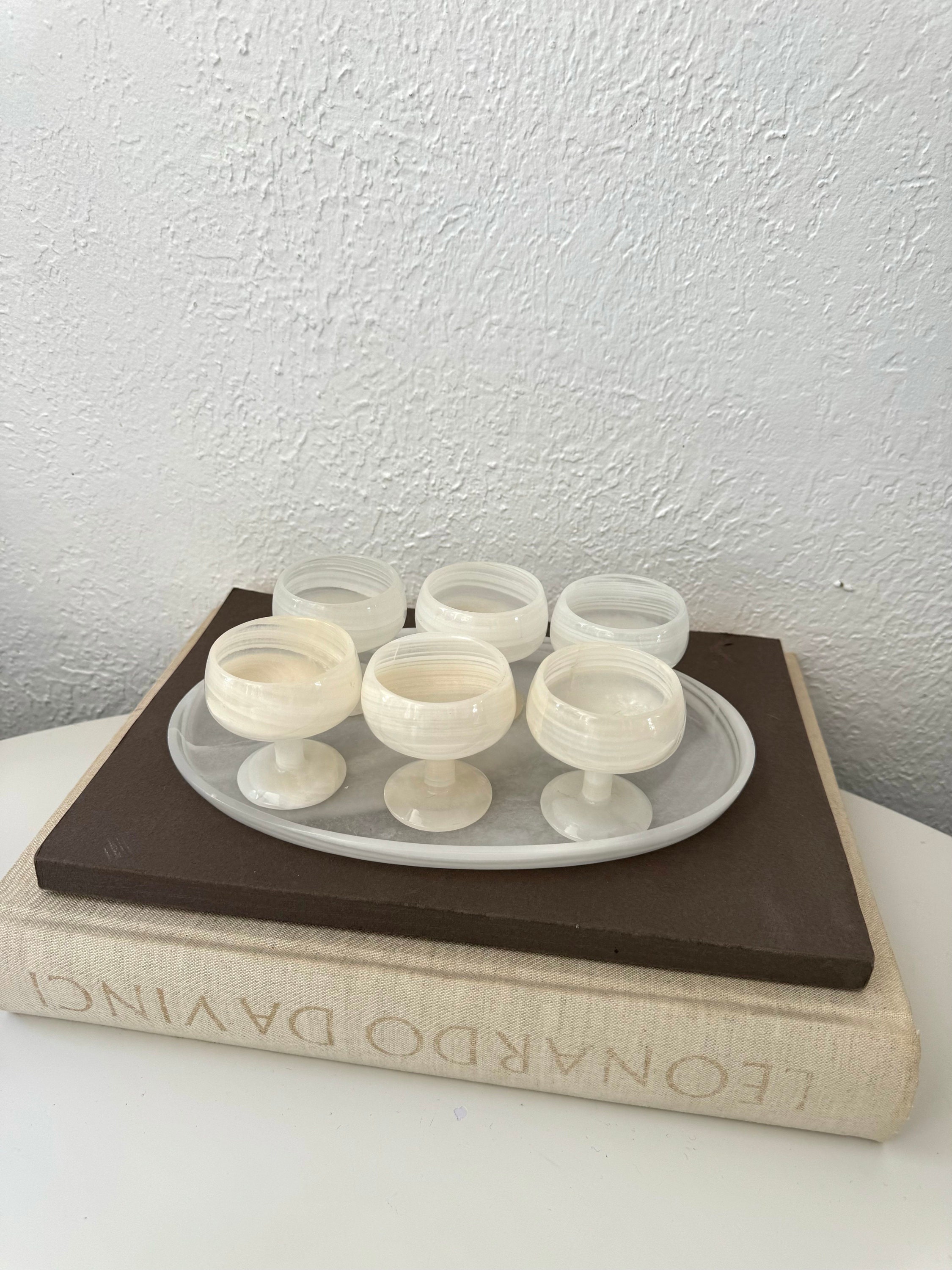 Vintage Onyx Tray 6 Coupe Cups Onyx Barware Decor - Etsy