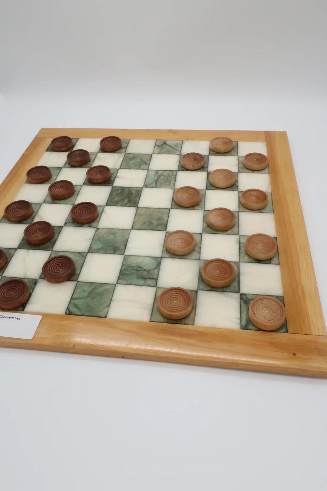 Italian Marble & Wood Checkers Set - Etsy