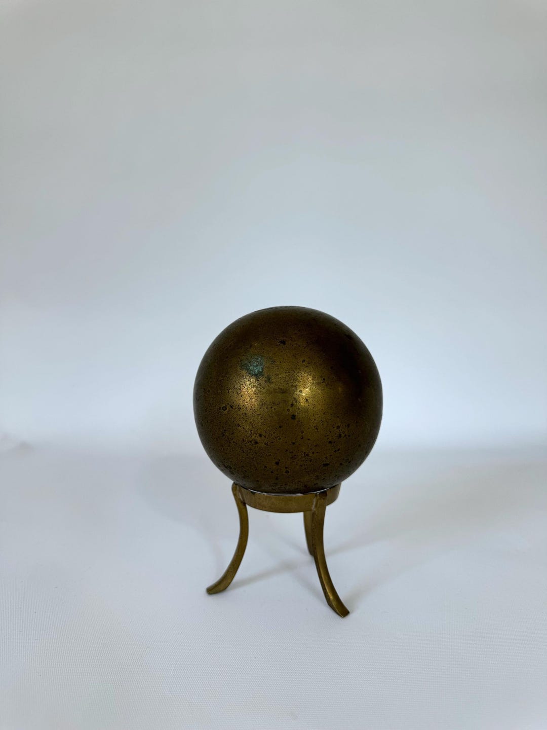 MCM Brass Sphere W/ Stand | Vintage Shelf Decor - Etsy UK