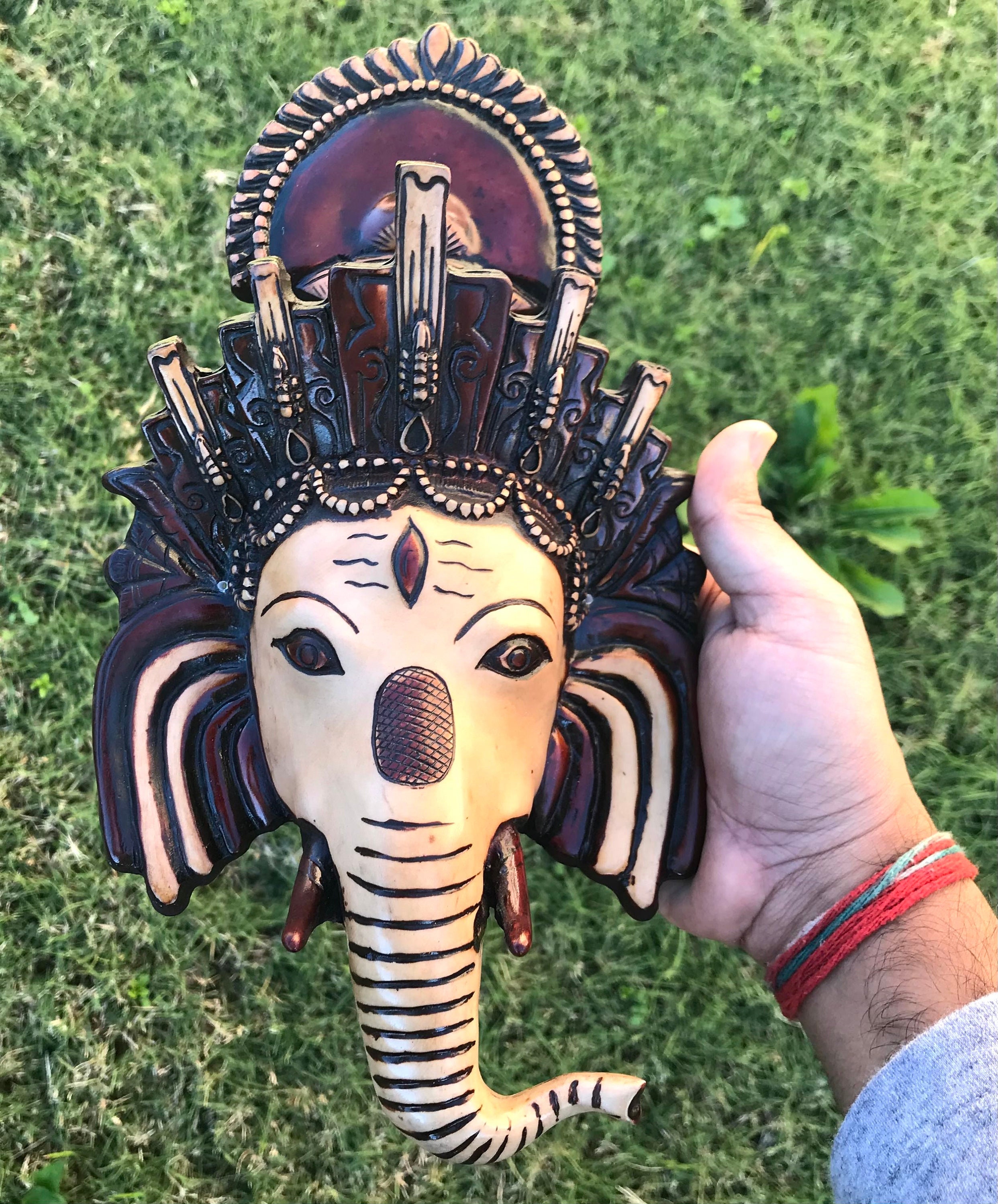 12" Ganesh Wall Hanging Art, Ganesha Mask, Ganesh Wall Decor, Handmade ...