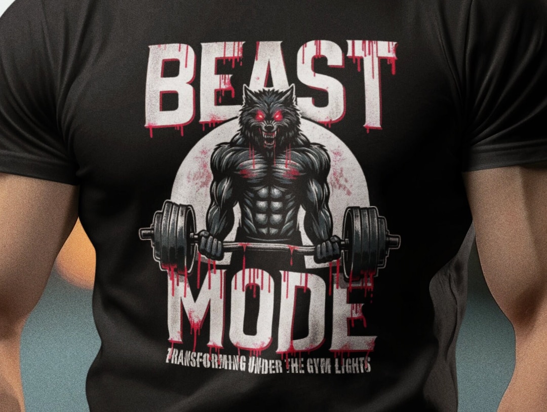 Gym T-shirt - Beast Mode Transforming Under the Gym Lights | Workout ...