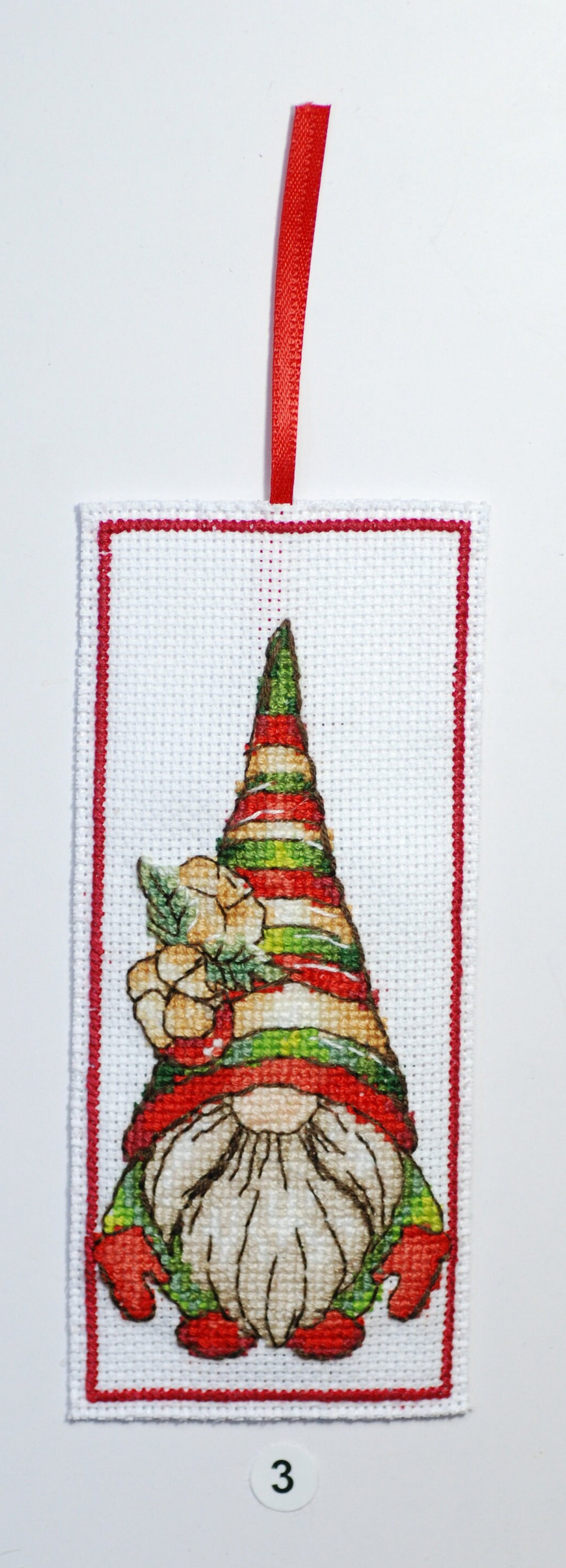 Christmas Gnome Cross Stitch Bookmarks, New Completed (3 Patterns) - Etsy
