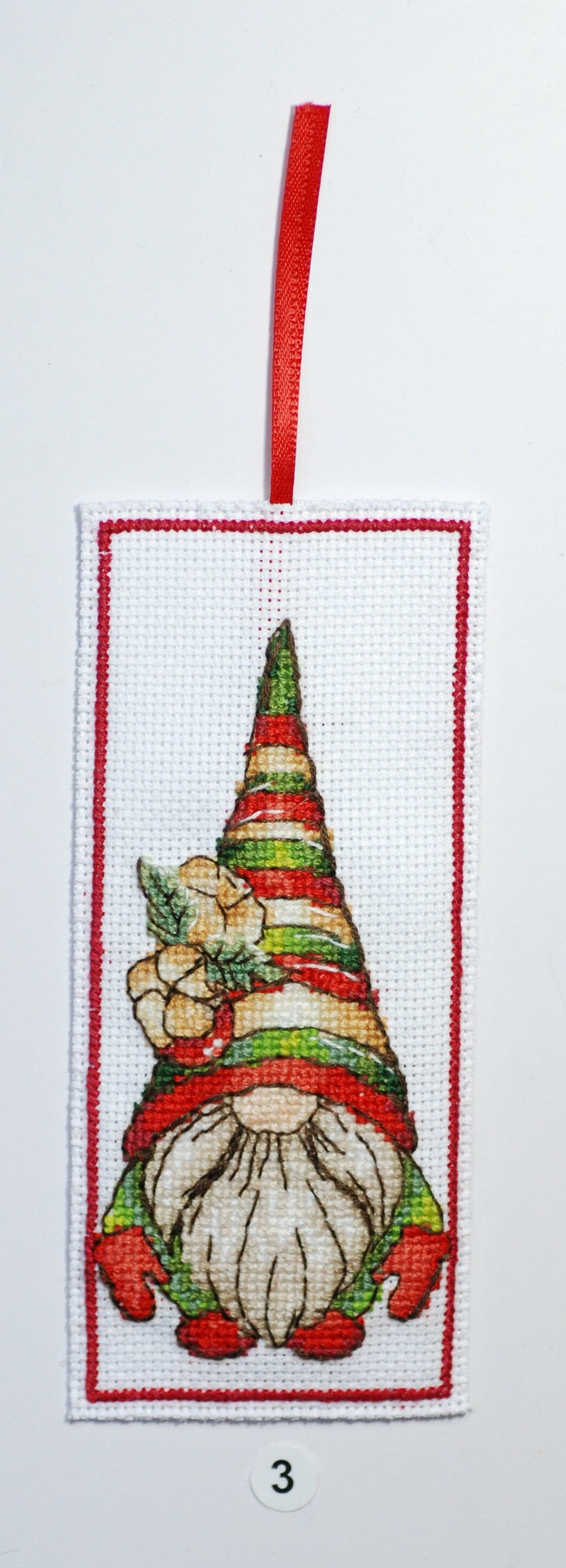 Christmas Gnome Cross Stitch Bookmarks, New Completed (3 Patterns) - Etsy