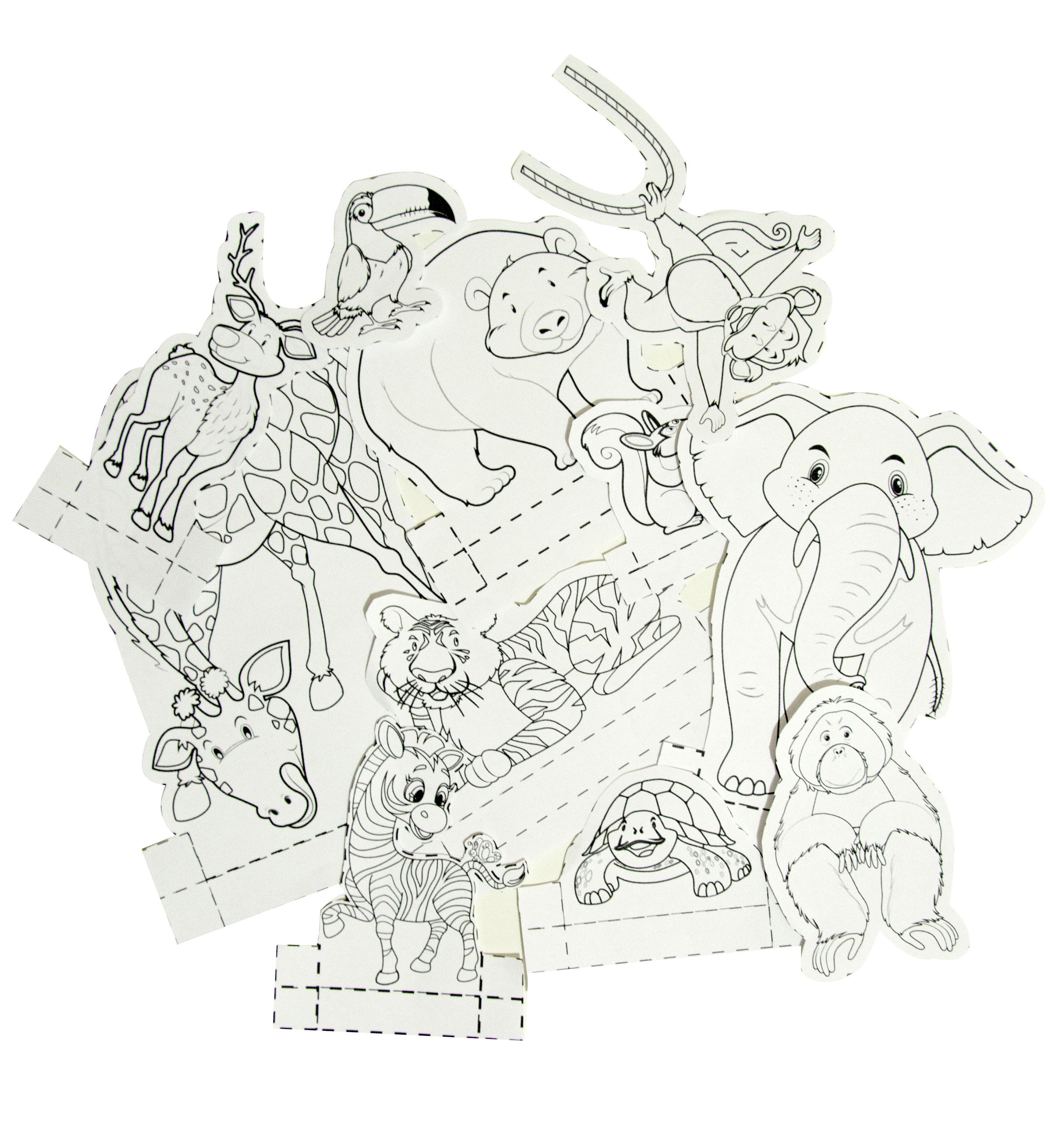 Printable Coloring 3D Zoo With Safari Animals, Paper Craft for Kid ...