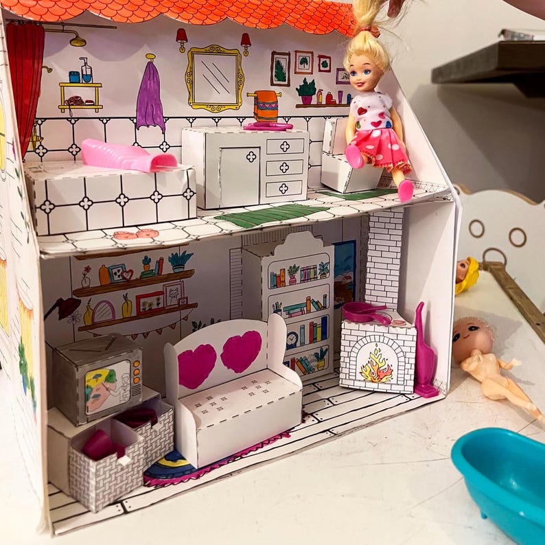 Printable Delux Paper Dollhouse, Paper Craft Set. Instant Download ...