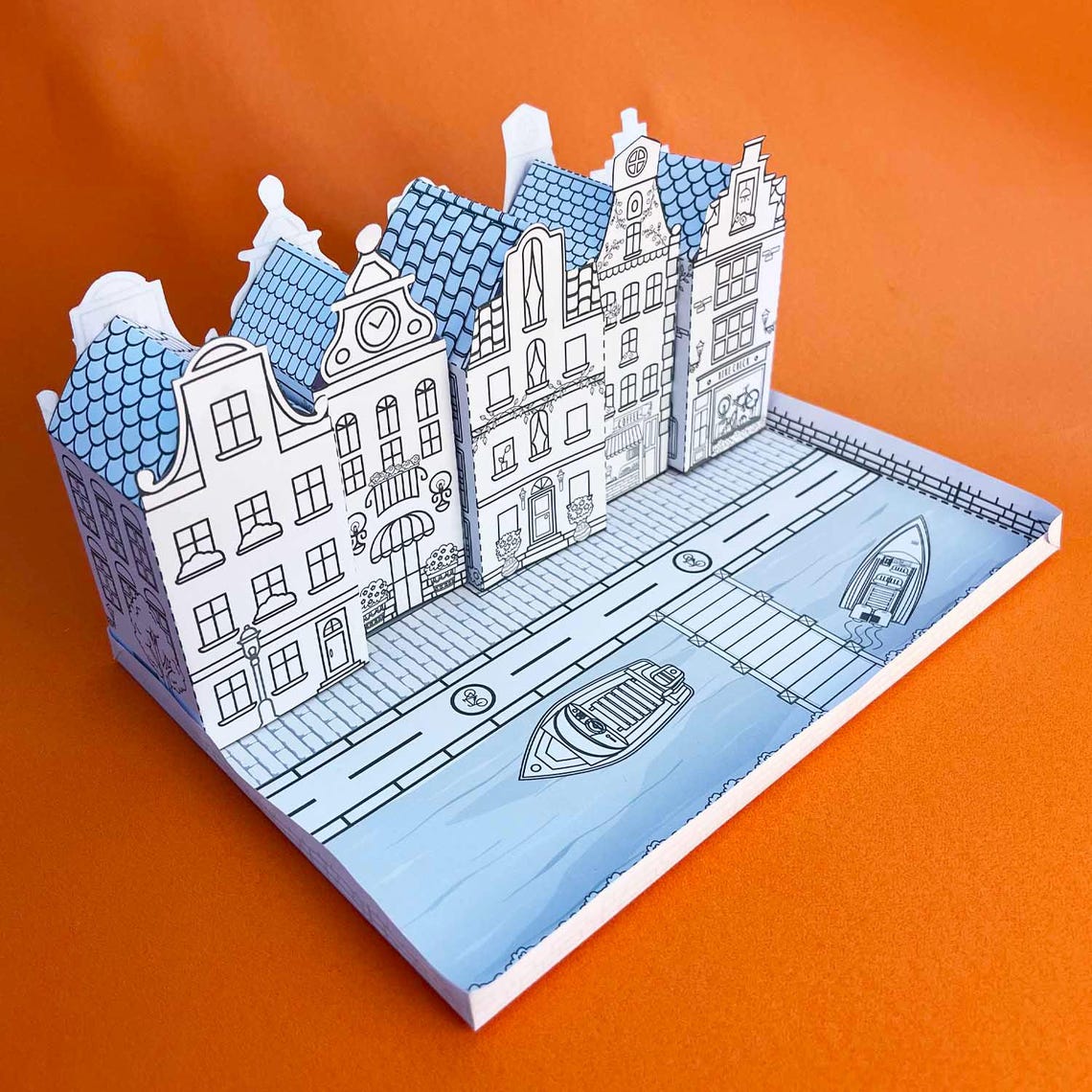Printable Coloring 5 Buildings and Old Town Street, Printable Paper ...