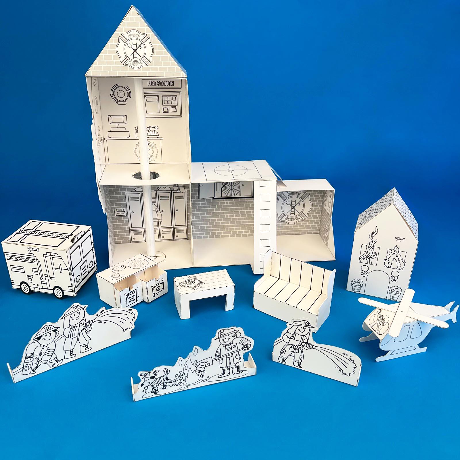 Printable Fire Station Full Paper Playset, Huge Size Paper Building and ...