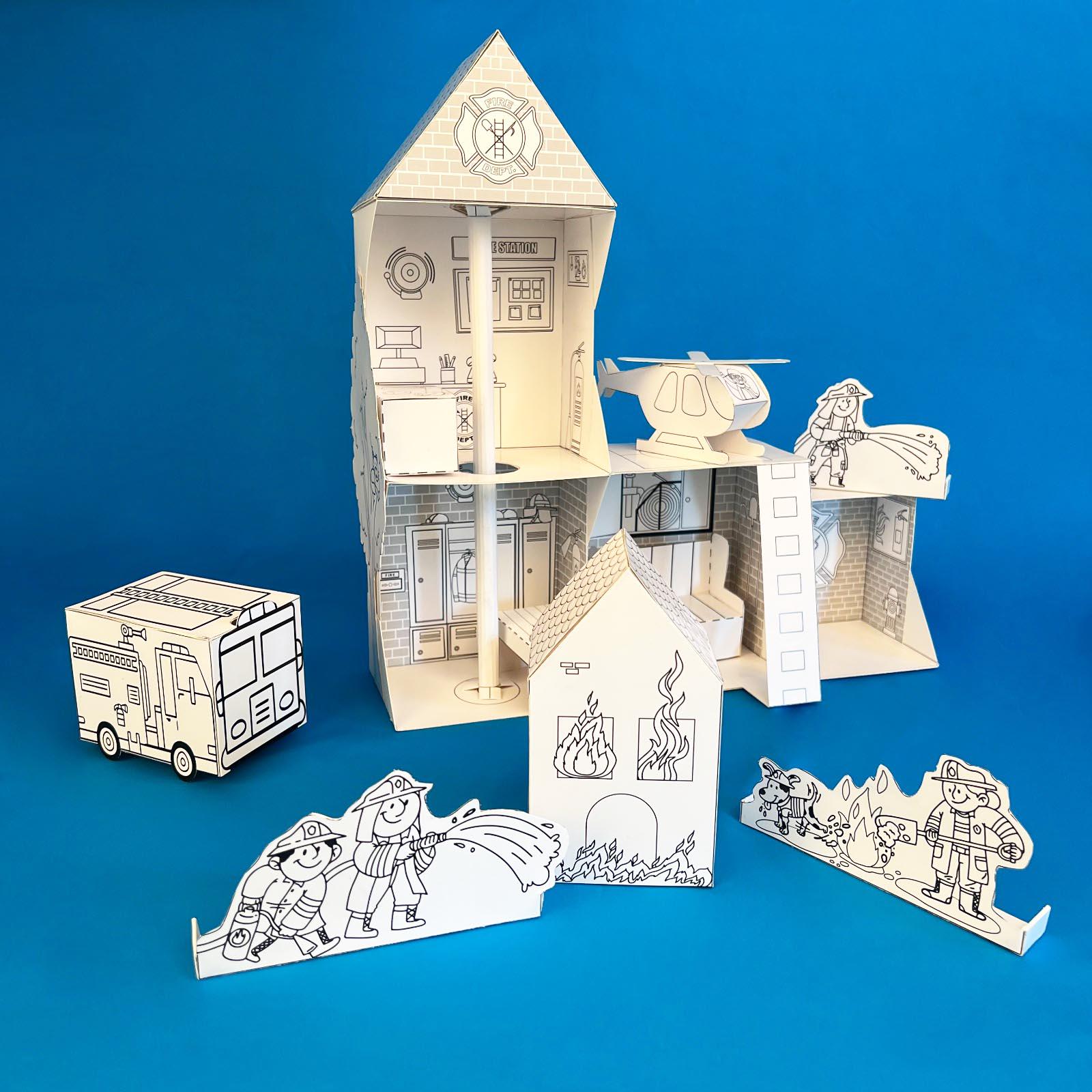 Printable Fire Station Full Paper Playset, Huge Size Paper Building and ...