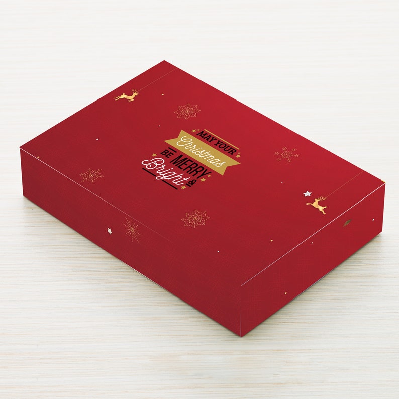 Printable Red Merry Christmas Gift Box, Digital Christmas Package ...