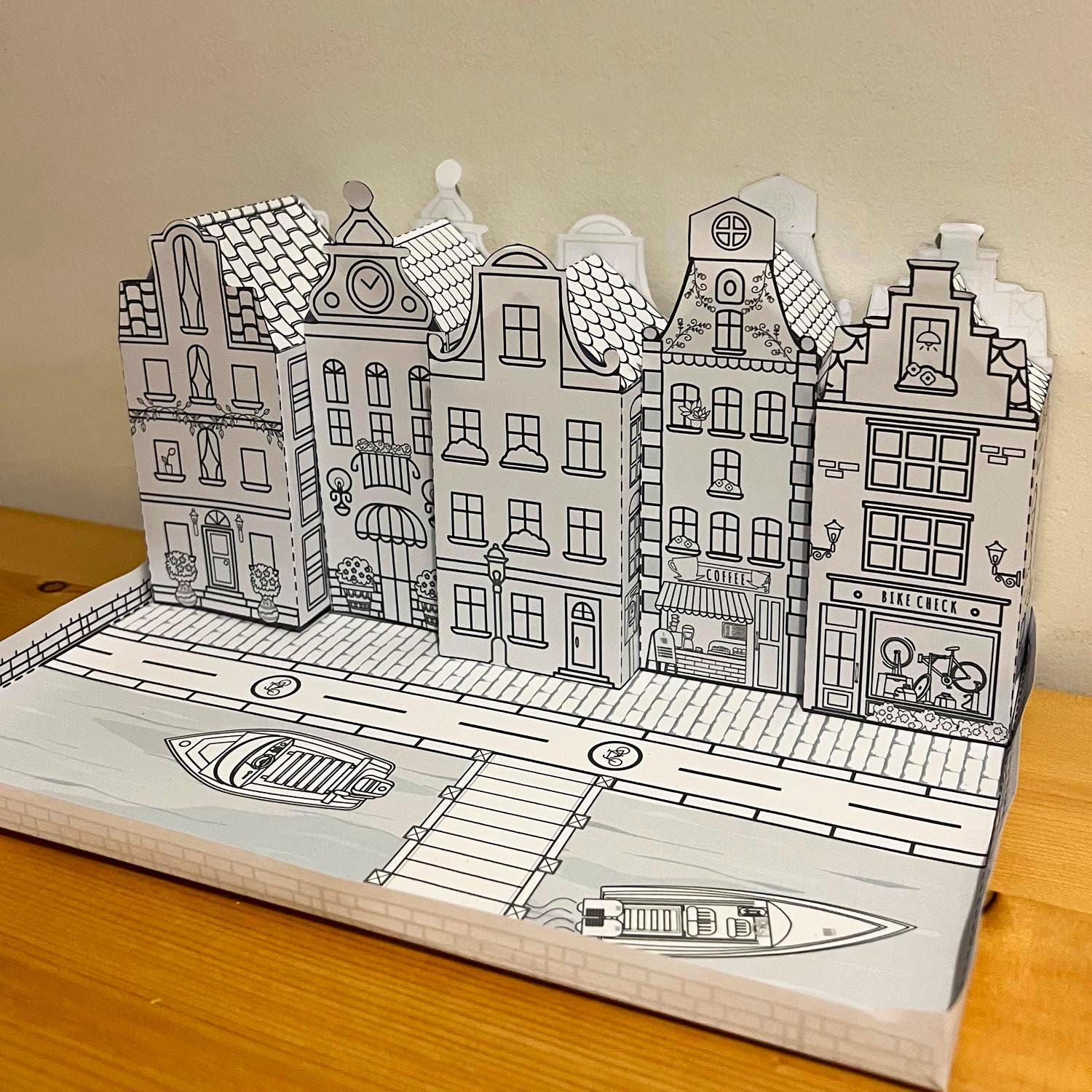 Printable Coloring 5 Buildings and Old Town Street, Printable Paper ...