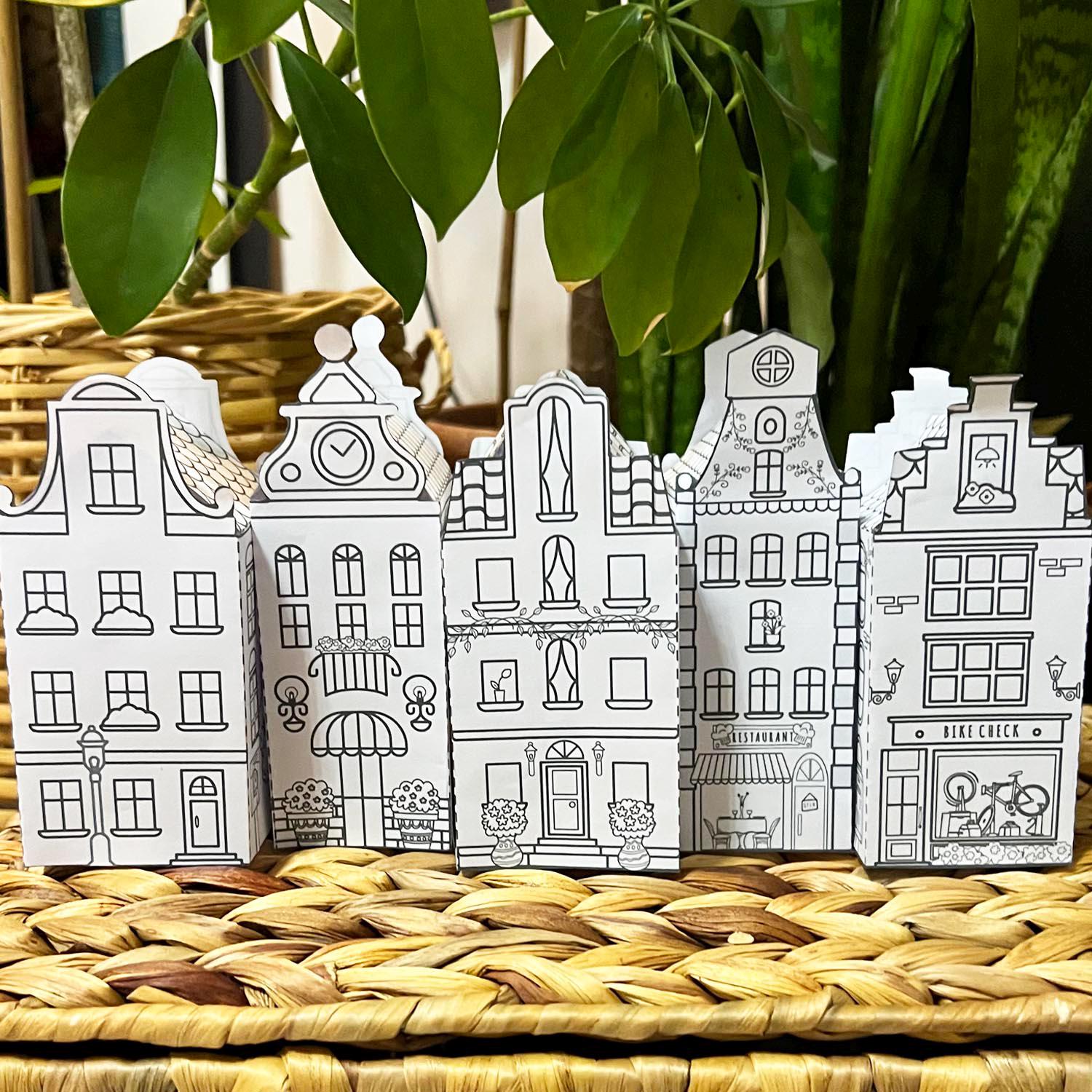 Printable Coloring 5 Buildings and Old Town Street, Printable Paper ...