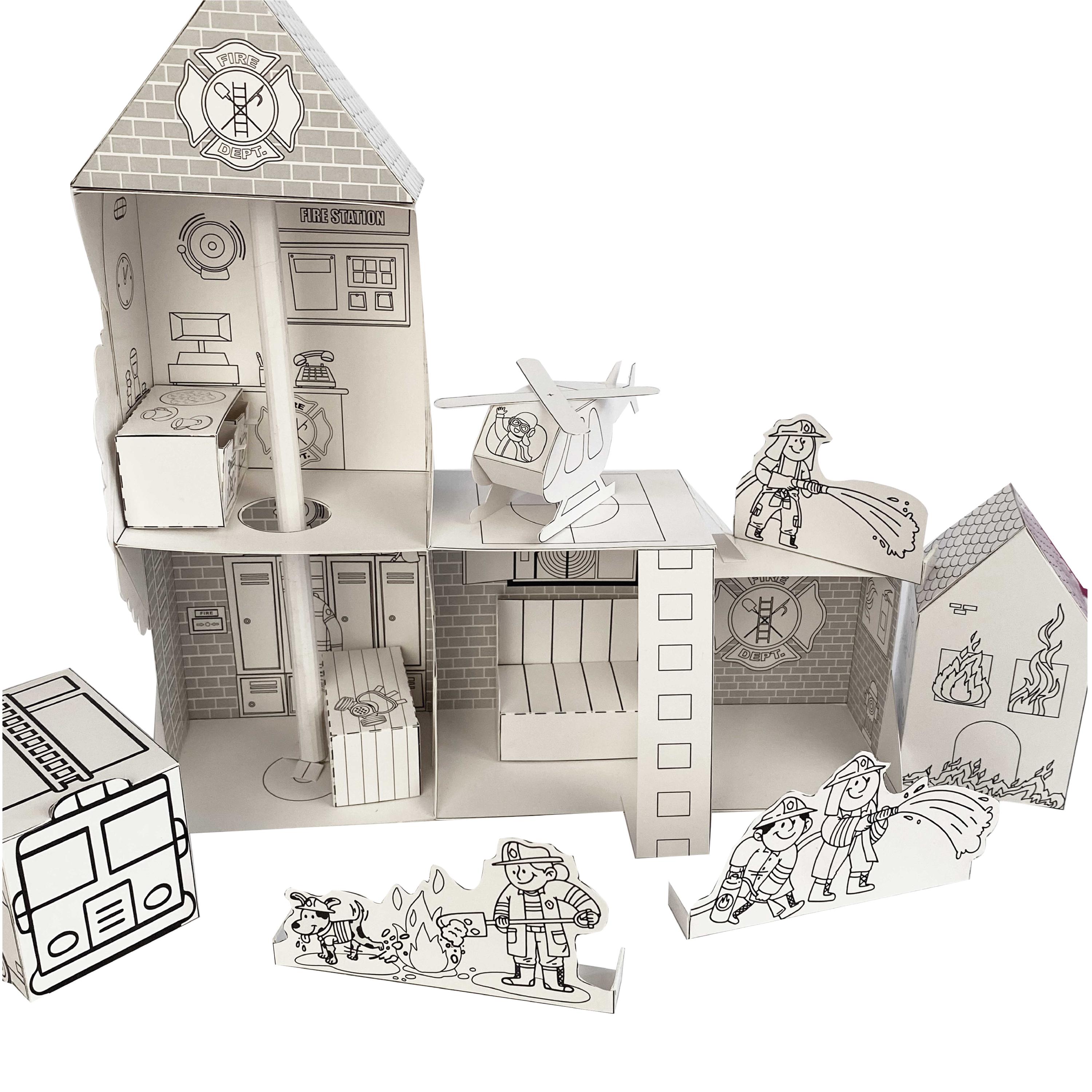 Printable Fire Station Full Paper Playset, Huge Size Paper Building and ...