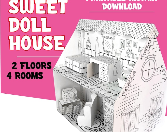 Printable Delux Paper Dollhouse, Paper Craft Set. Instant Download ...