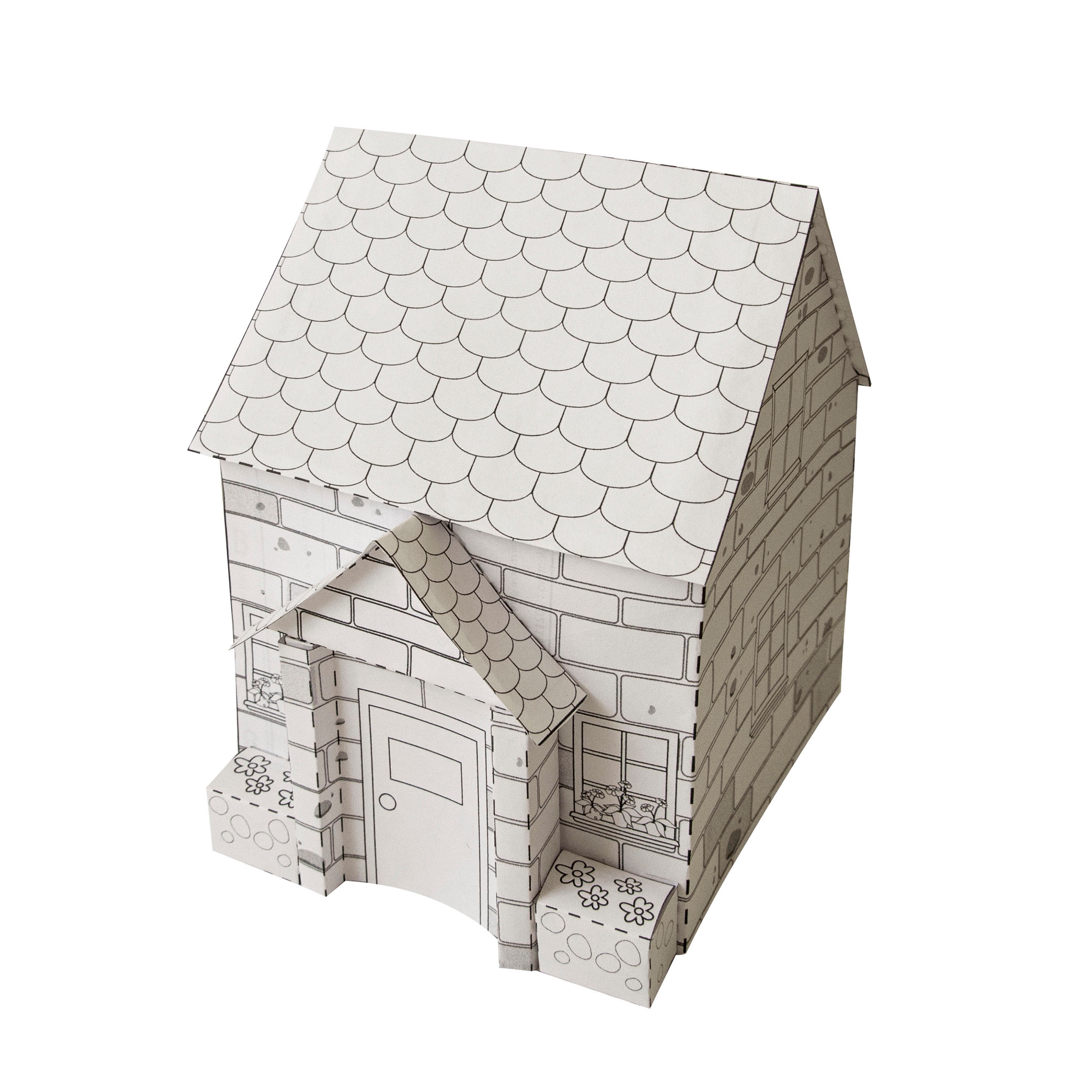 Printable Coloring 3D Paper Doll House, Paper Kids Craft, Children's ...