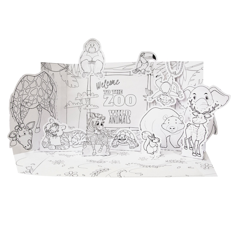 Printable Coloring 3D Zoo With Safari Animals, Paper Craft for Kid ...